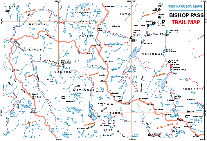 Bishop Pass North Lake-South Lake Loop – Desert Map and Aerial Photo