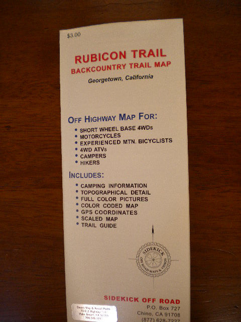 Rubicon Trail Backcountry Trail Map – Desert Map and Aerial Photo